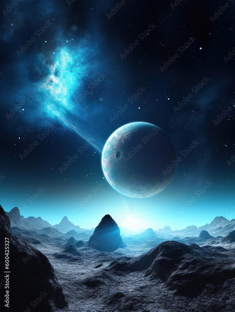 Mystic Surreal Space Landscape. Surreal landscape of the planets in ...