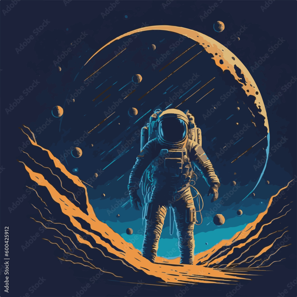 Astronaut in space. Astronaut In a space suit on the planet. Vector ...