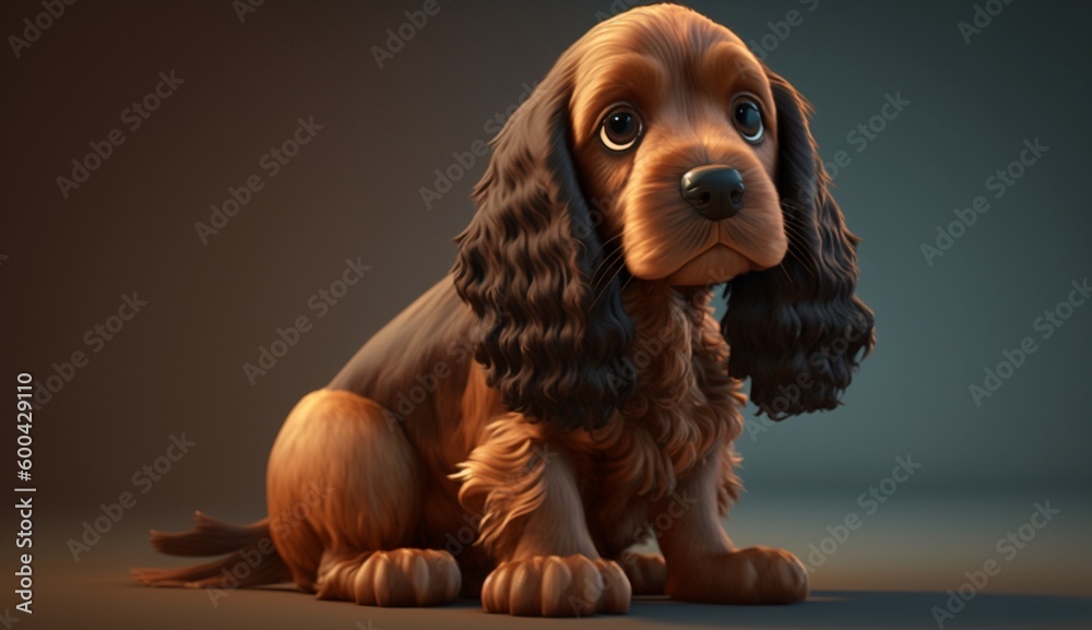Cute Cartoon Cocker Spaniel. Generative AI. Stock Illustration | Adobe ...