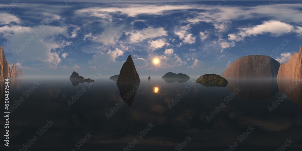 archipelago, sea bay, HDRI, environment map , Round panorama, spherical ...