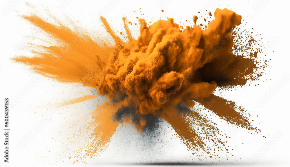 orange powder explosion isolated white background ai generated art ...
