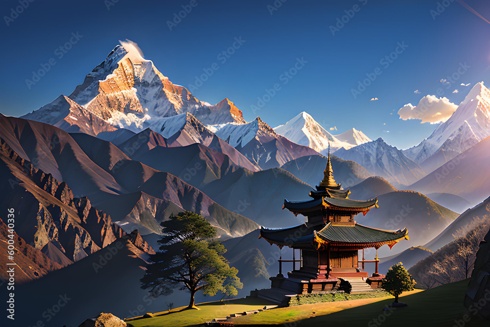 Buddhist Temple Illustration Stock Illustration Adobe Stock