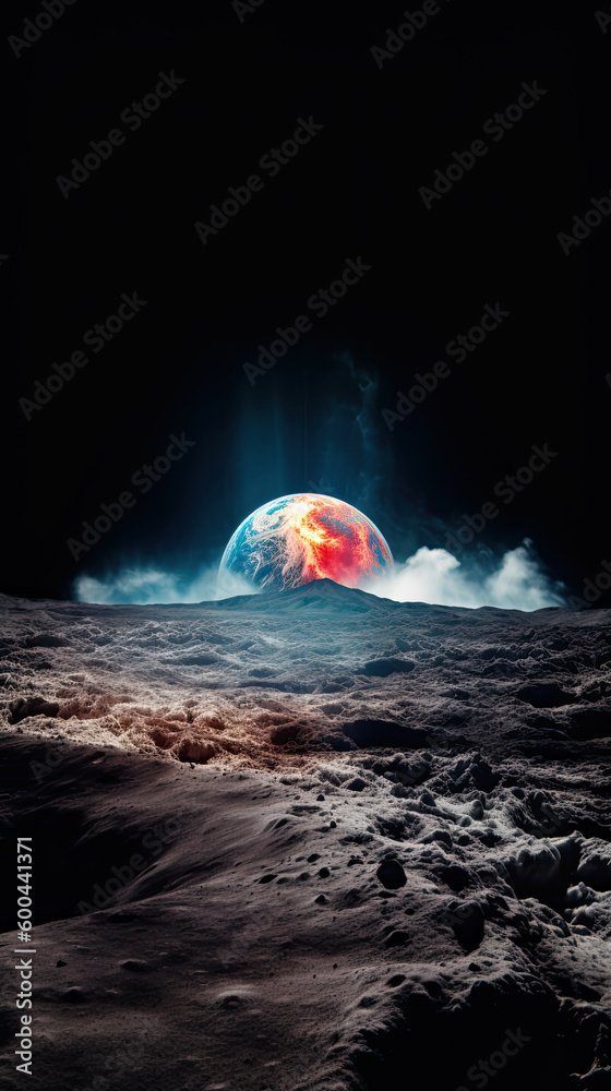 Collision of planets in space. Global catastrophe on earth, view from ...