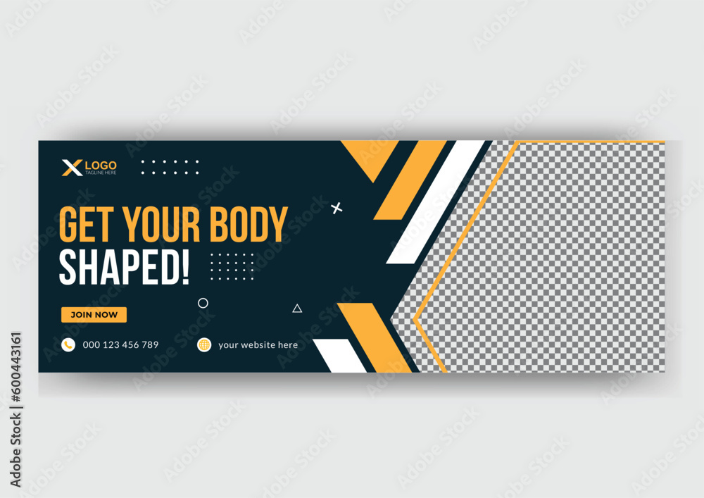 Fitness and gym workout facebook cover photo or social media web banner ...