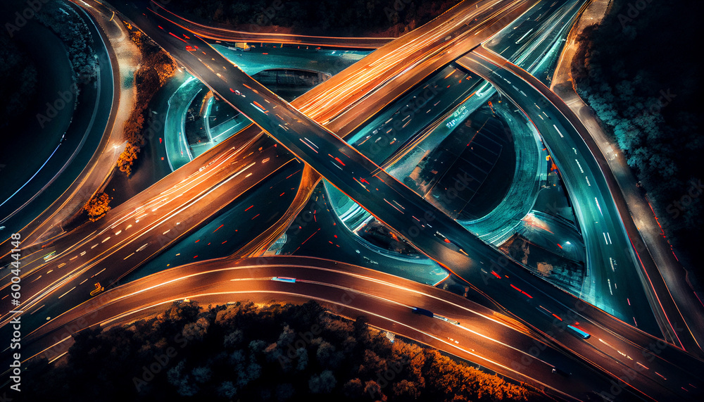 Crossing roads aerial view. Highway road. Expressway top view. Highway ...