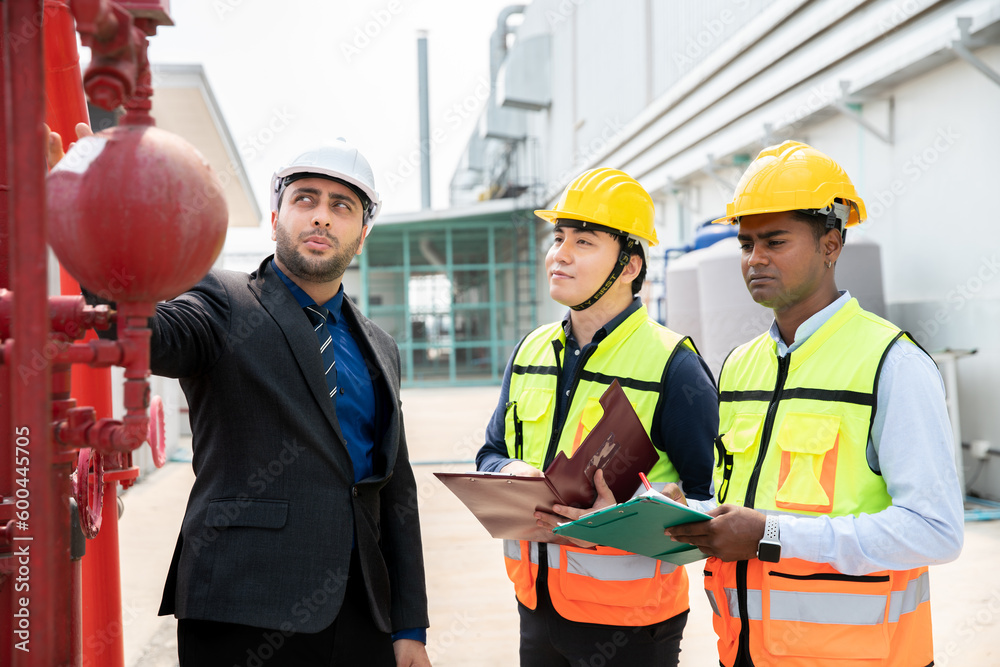 businessman manager safety engineer and colleague maintenance ...