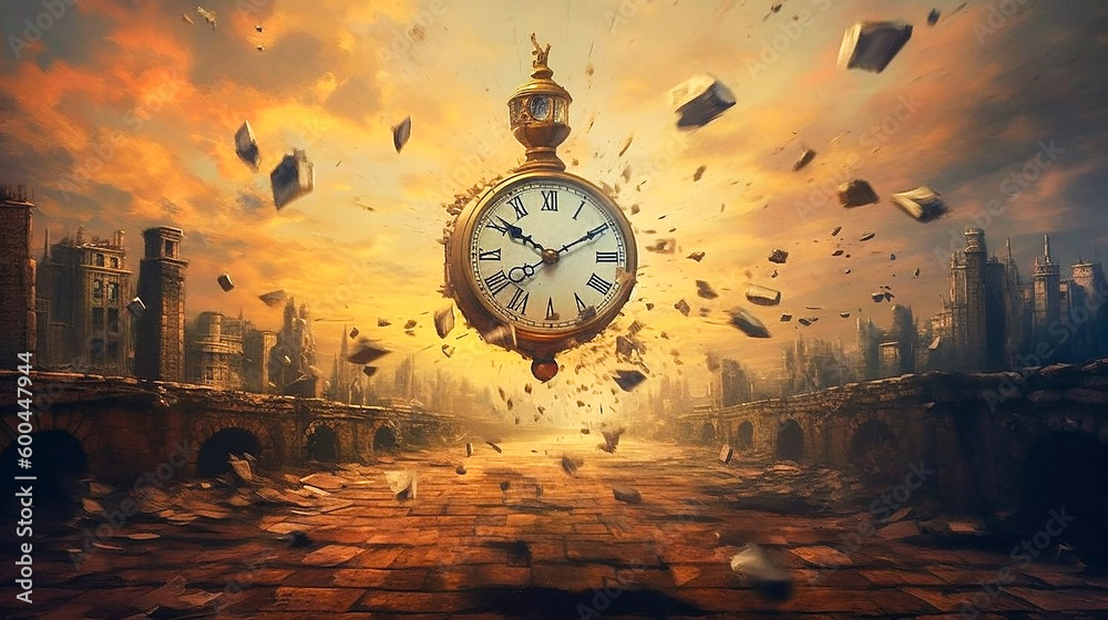 Surrealistic Time Illustration. Generative AI. A digital painting of ...