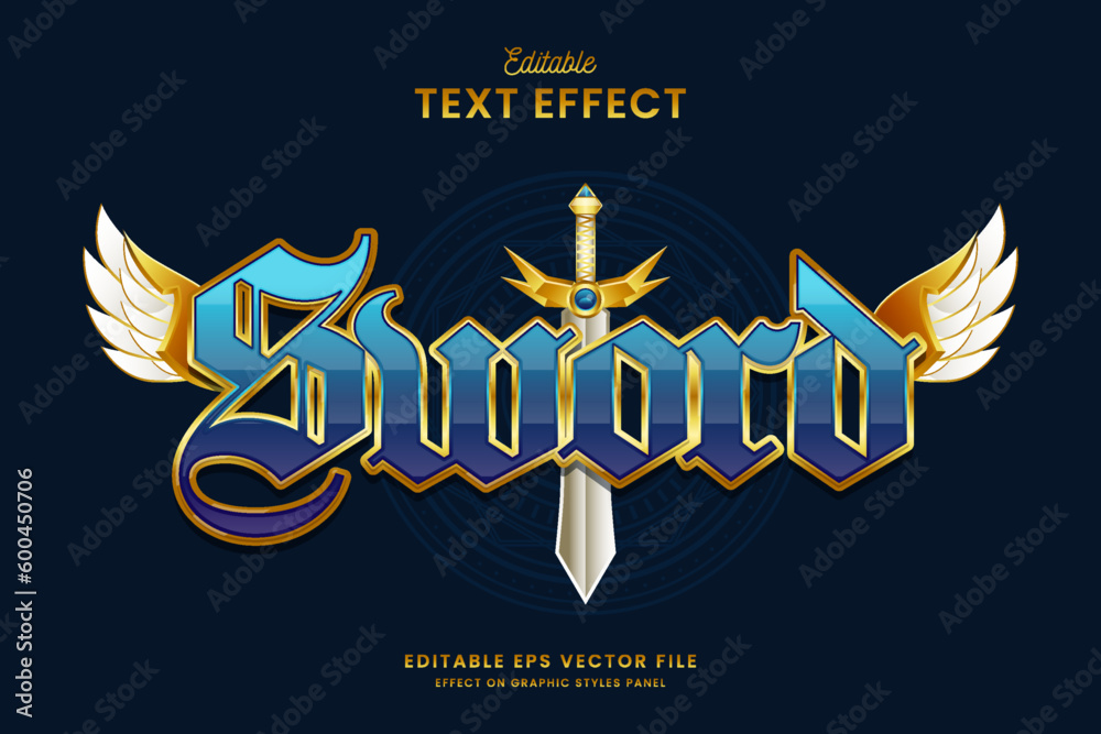 decorative sword editable text effect vector design Stock Vector ...