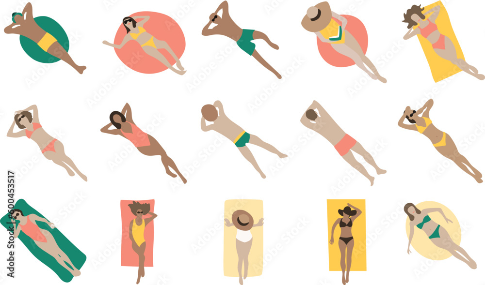 sunbathing people on transparent background. vector, image, clip art ...
