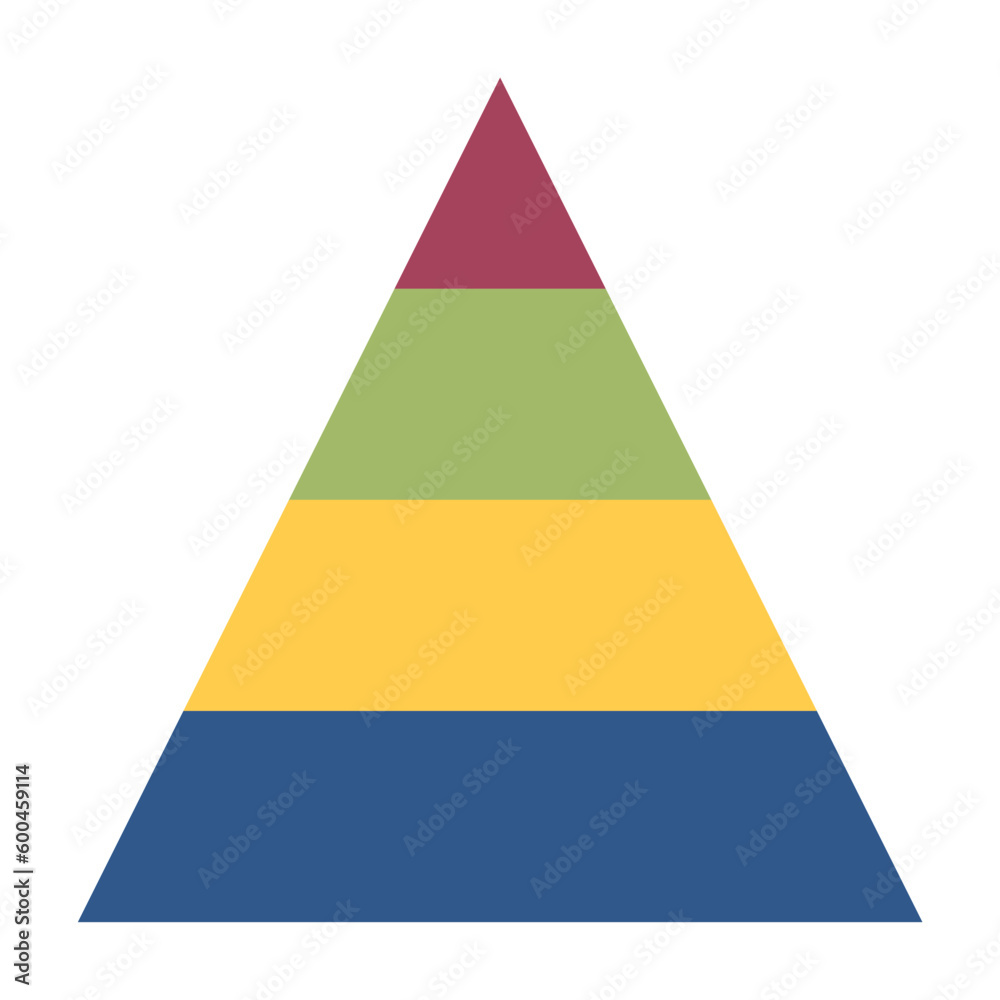 colorful pyramid chart with 4 steps, triangle infographic illustration ...