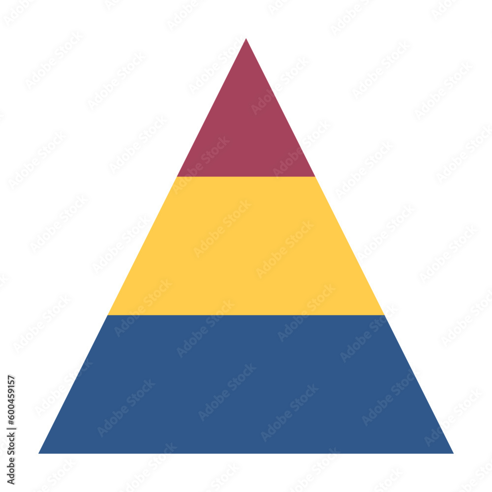 colorful pyramid chart with 3 steps, triangle infographic illustration ...