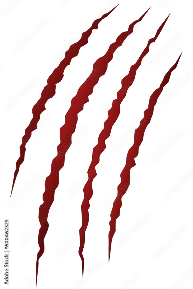 Photo & Art Print red animal scratch marks on white transparent ...