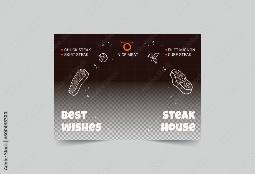 Steak House greeting card template. A clean, modern, and high-quality ...