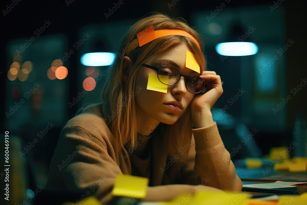 When Work Becomes a Chaos: Funny Photo of a Woman Seated at Her Desk ...
