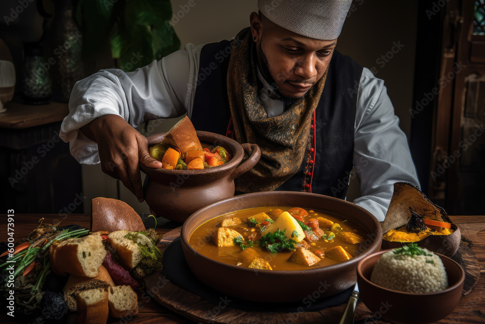 Sancocho Splendor. Dominican Chef Presents Flavorful Platter. Culinary ...