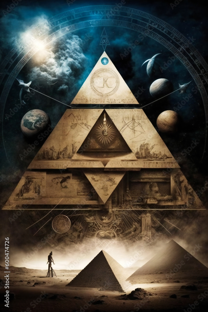 Pyramid with astrology and esoteric symbols on it. Esoteric, ancient ...