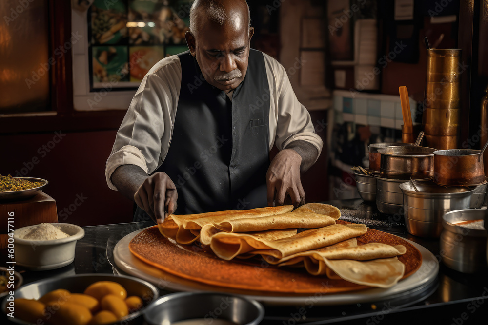 Savoring South Indian Delights: In this picturesque moment, a talented ...