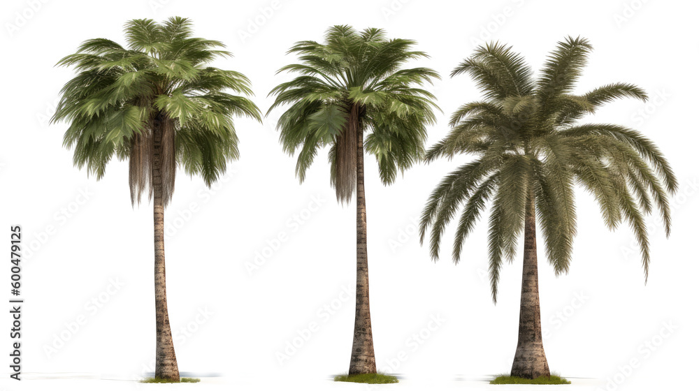 Set of palm trees in transparent background. generative ai Stock ...