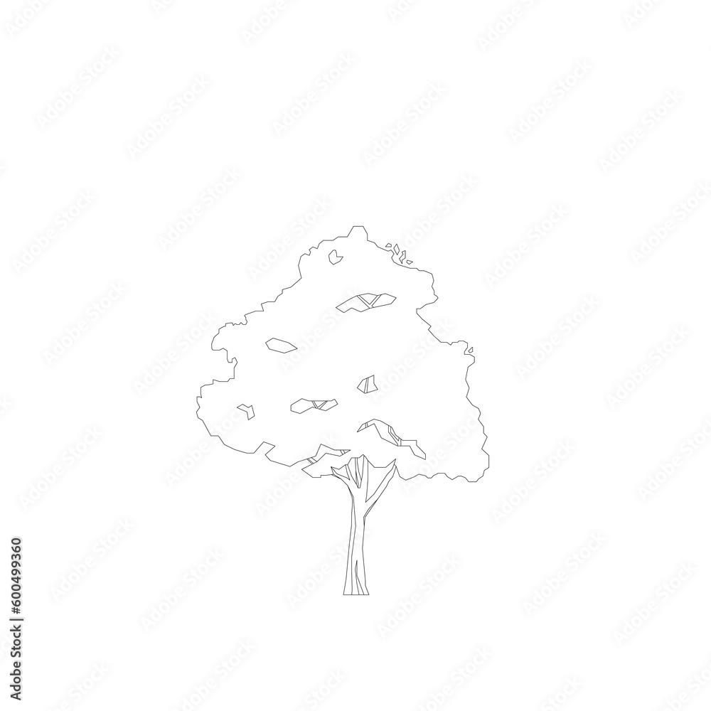 tree line drawing, Side view, graphics trees elements single object ...