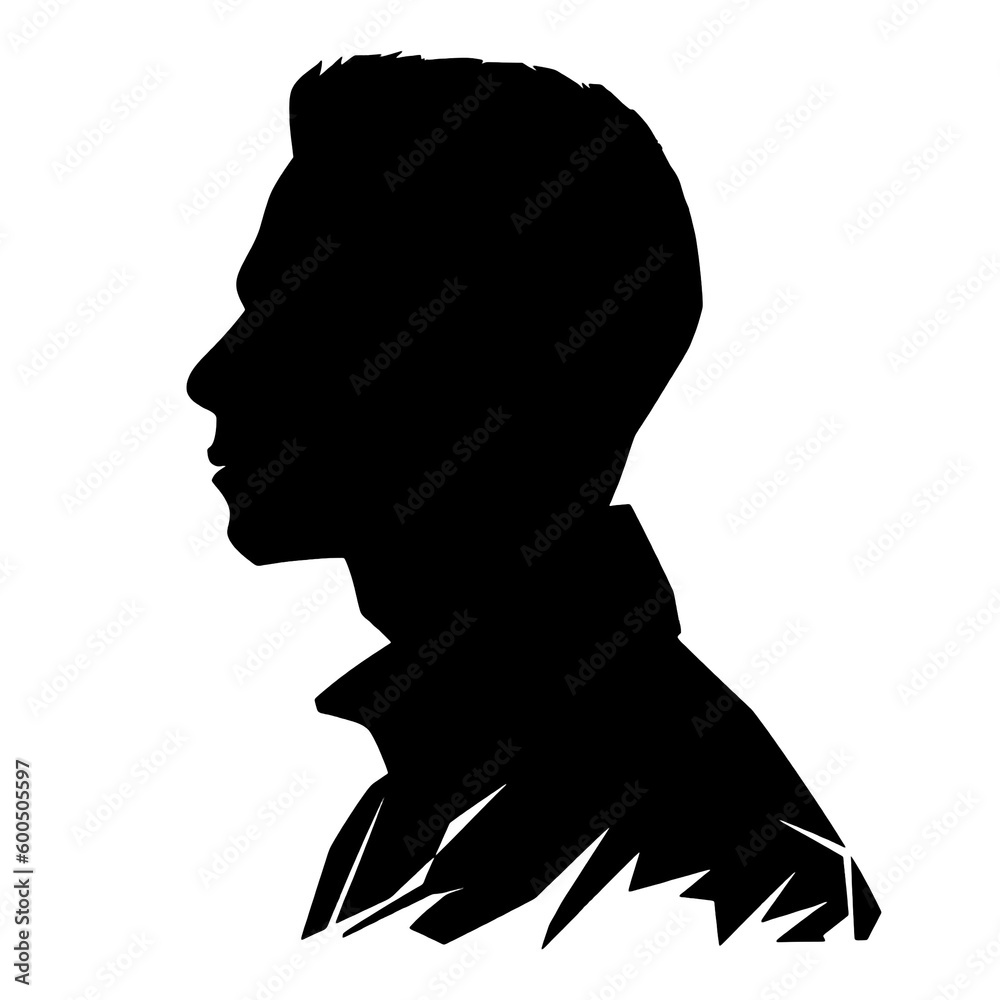 silhouette people of a slim young casual man portrait profile standing ...