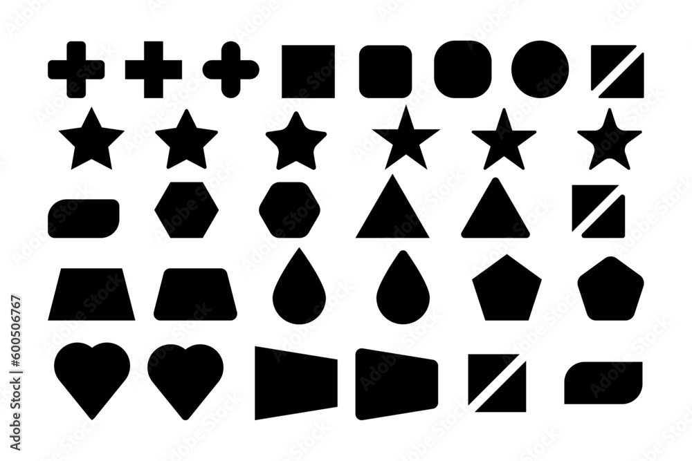 Basic shape elements with sharp and rounded edges vector collection Stock Vector | Adobe Stock