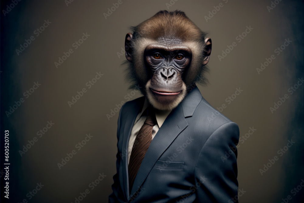 Elegant Titi: A Primate Executive Sporting a Suit in a Dark Studio ...
