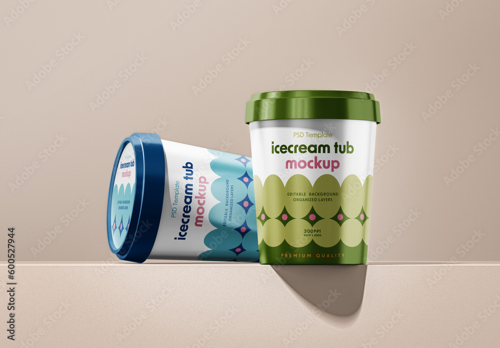 Ice Cream Tub Mockup Stock Template | Adobe Stock
