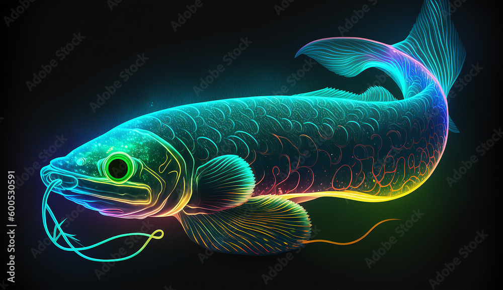 Electric Eel neon glowing illustration image Ai generated art Stock ...
