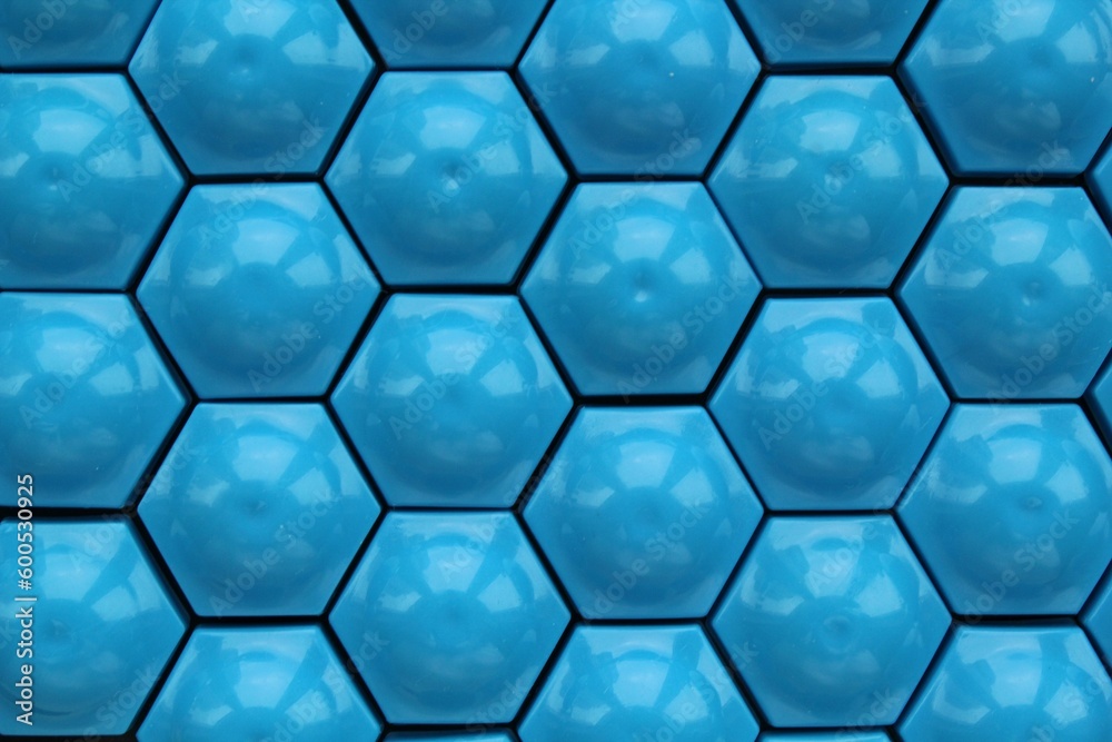 Blue plastic mosaic puzzle pins. Children education toy. Development of ...