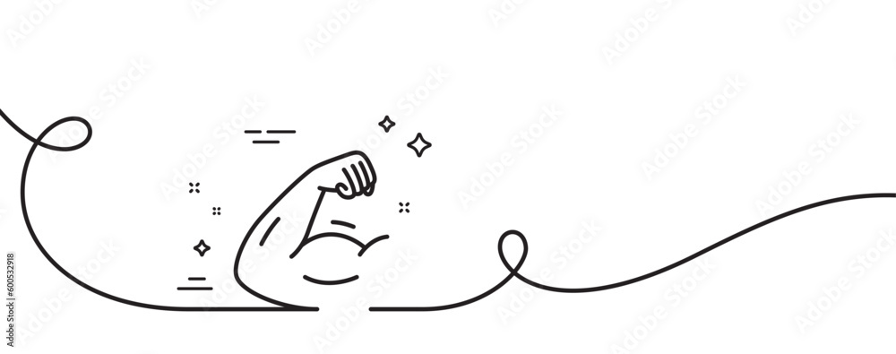 Strong arm line icon. Continuous one line with curl. Strength muscle ...