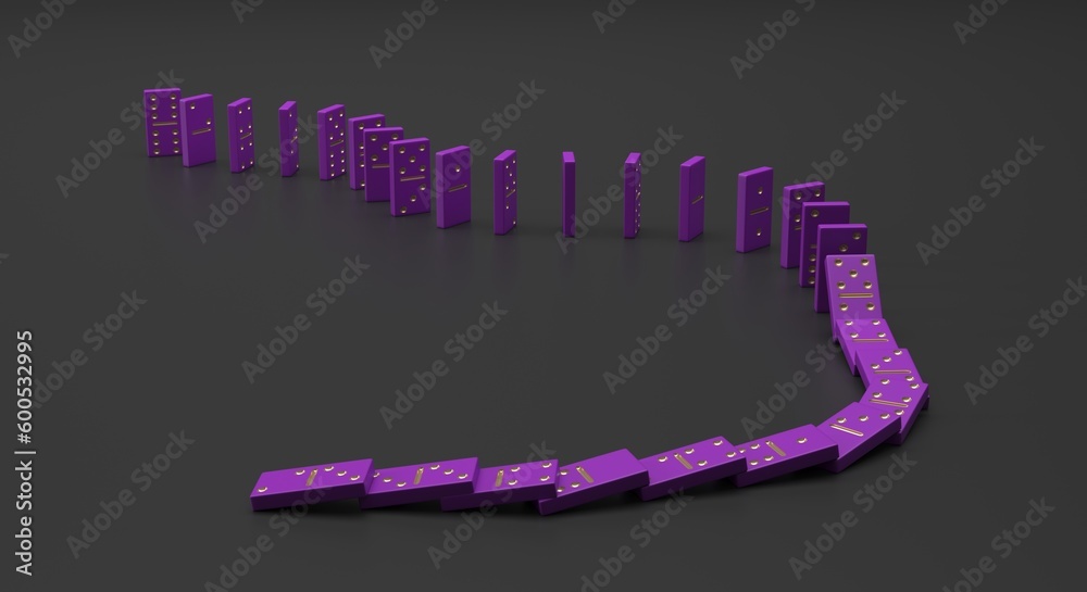 Domino, dominoes, dominoes in a row, purple dominoes with gold markings ...