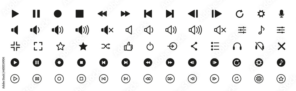 Media player interface icon. Media player sign set. Vector illustration ...