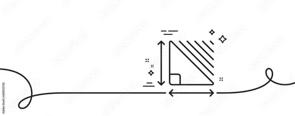 Triangle area line icon. Continuous one line with curl. Plan dimension ...