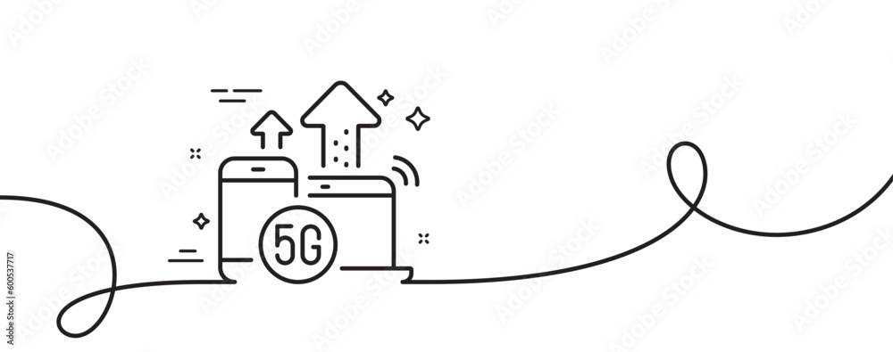 5g internet line icon. Continuous one line with curl. Wireless ...