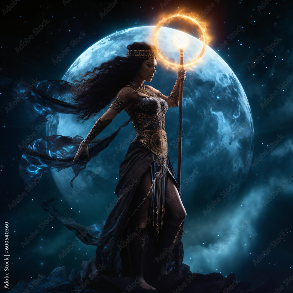 goddess of the night, greek magical mysterious woman, fictional person ...