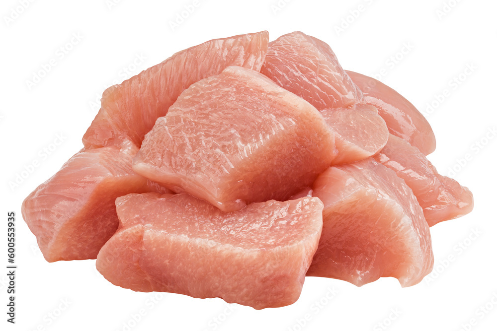 Raw chicken, fillet, isolated on white background, full depth of field ...