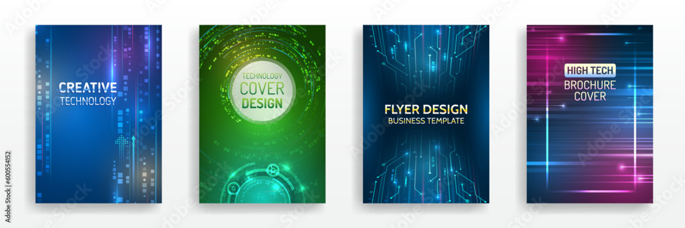 Hi-tech brochure flyer template. Technology background design, booklet ...