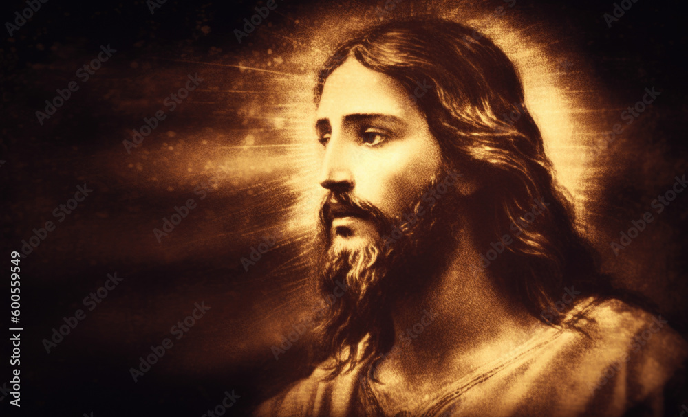 Vintage Illustration of Jesus Christ. AI generative. Retro Painting ...