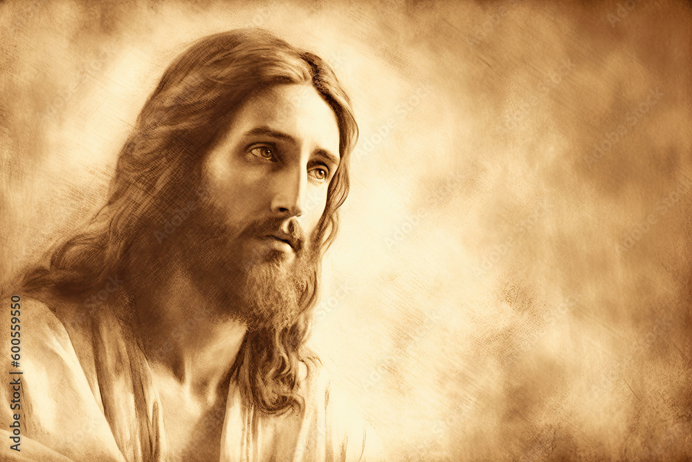 Retro Illustration of Jesus Christ. AI generative. Retro Painting ...