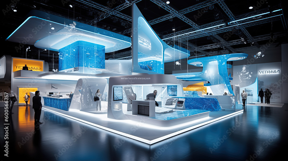 Commercial stand in an exhibition hall or a large professional salon ...