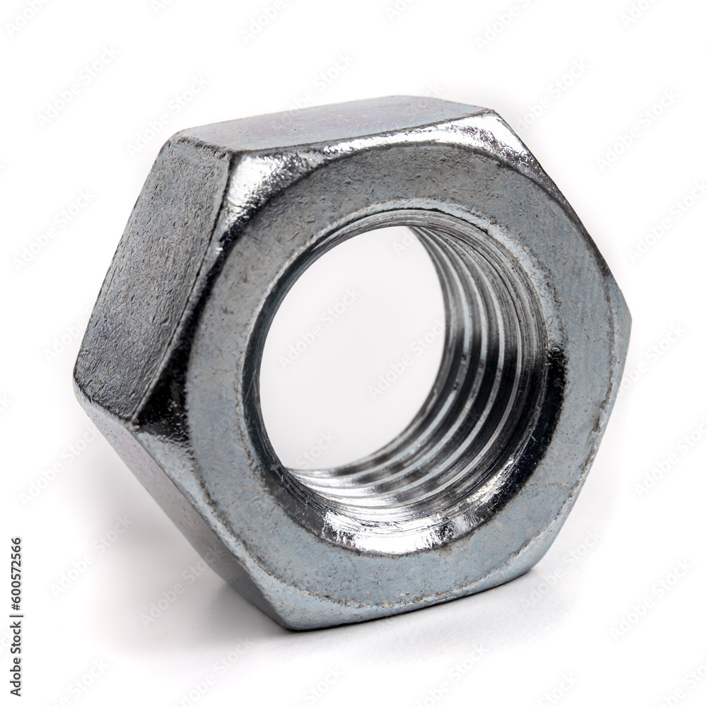 Metallic nut. Picture taken in studio with soft-box and white ...