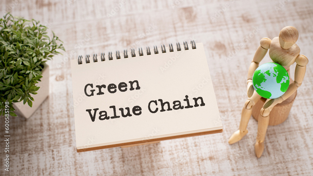 Foto de There is notebook with the word Green Value Chain. It is an ...
