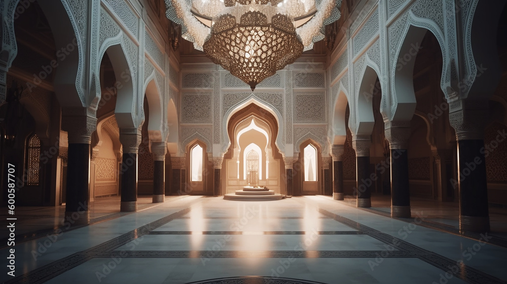 Mosque Interior Design. Arabic Building Architecture. ai generative ...