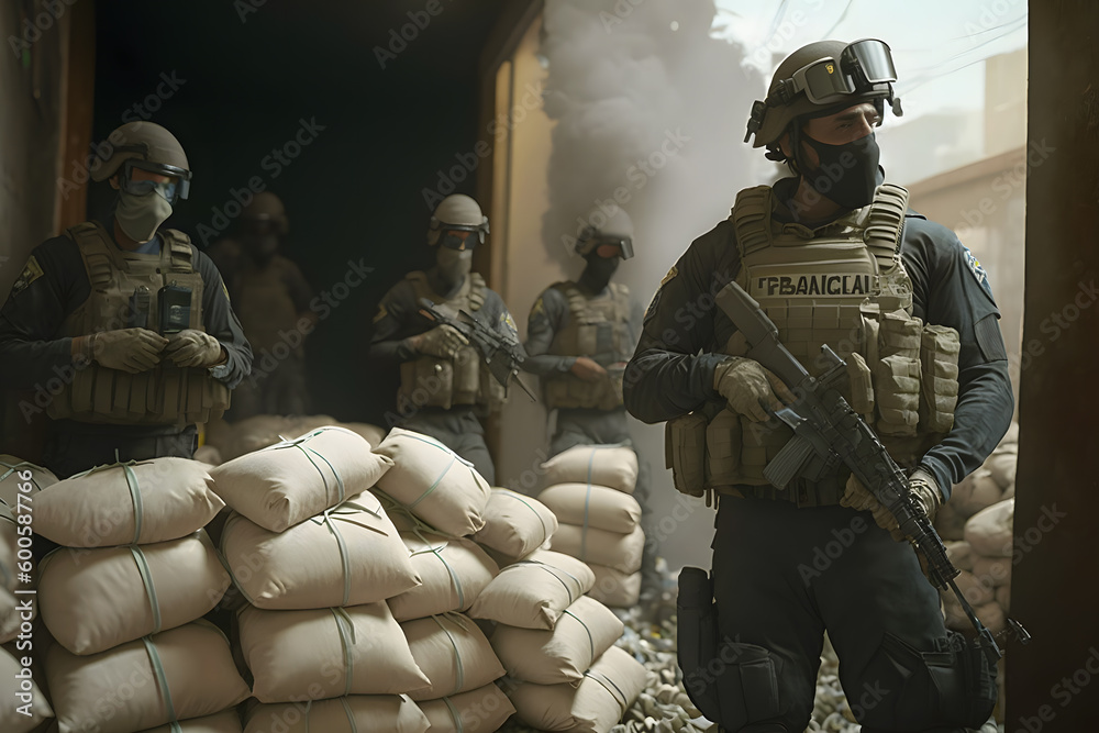 Fully Armed Special Anti-Narcotics Task Forces Soldier. Neural network ...