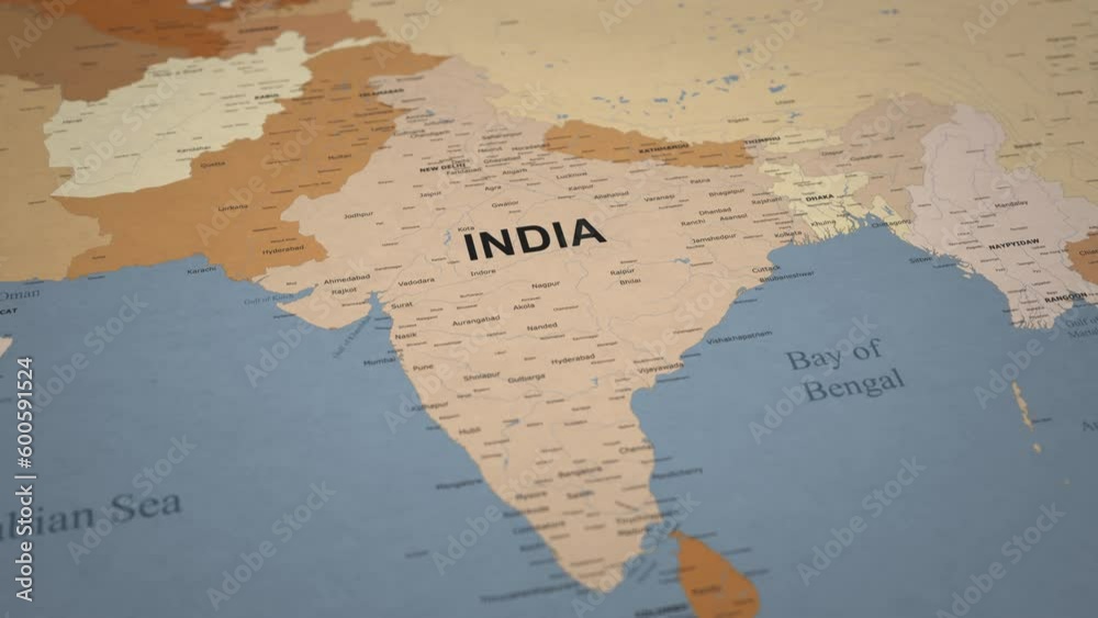 Old Paper Map of India Stock Video | Adobe Stock