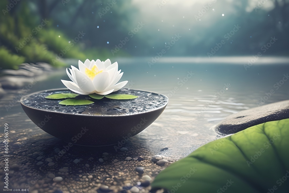 Zen lotus flower on water, meditation and spirituality concept ...