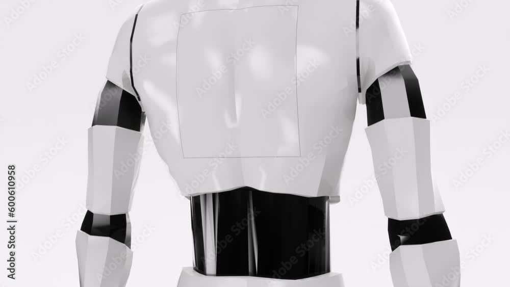 Full -body humanoid robot turning in loop, making a zoom in detail of ...