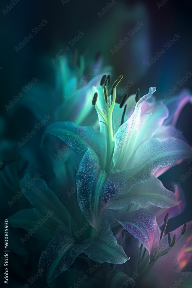 Magic lily flower colorful spectrum in the dark like a dream Created ...