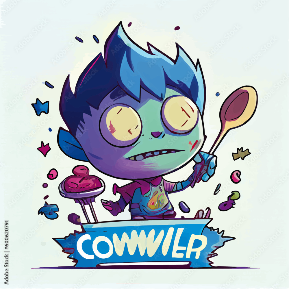 cute Chowder food character, cartoon, children book style, artistic ...