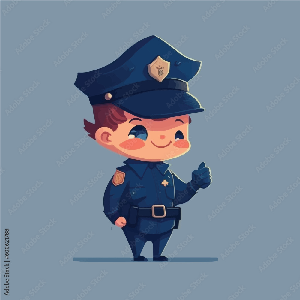 little Police Officer with a uniform, badge, and a brave, courageous ...